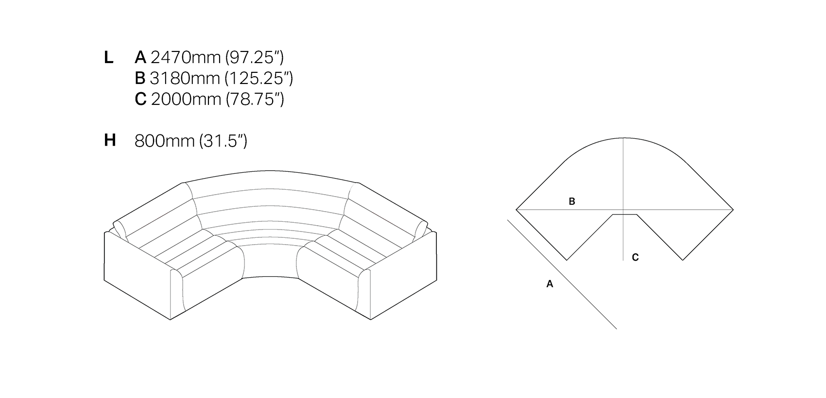 Quantum Curved Wide Modular Sofa